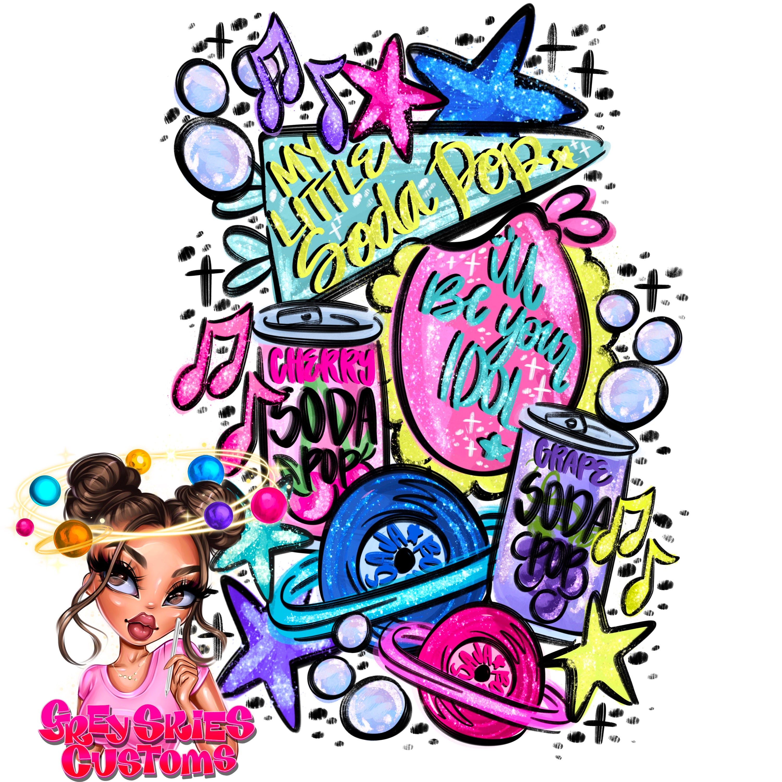 Soda Pop Doodle- Sleeve Sub – Grey Skies Custom Graphics